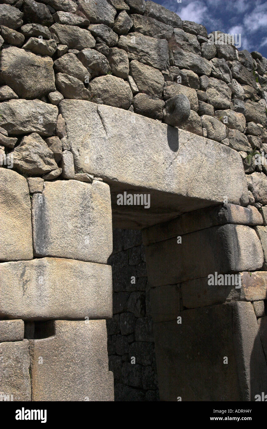 Inca stone door, "close up" detail of ancient stonework, [Machu Picchu ...
