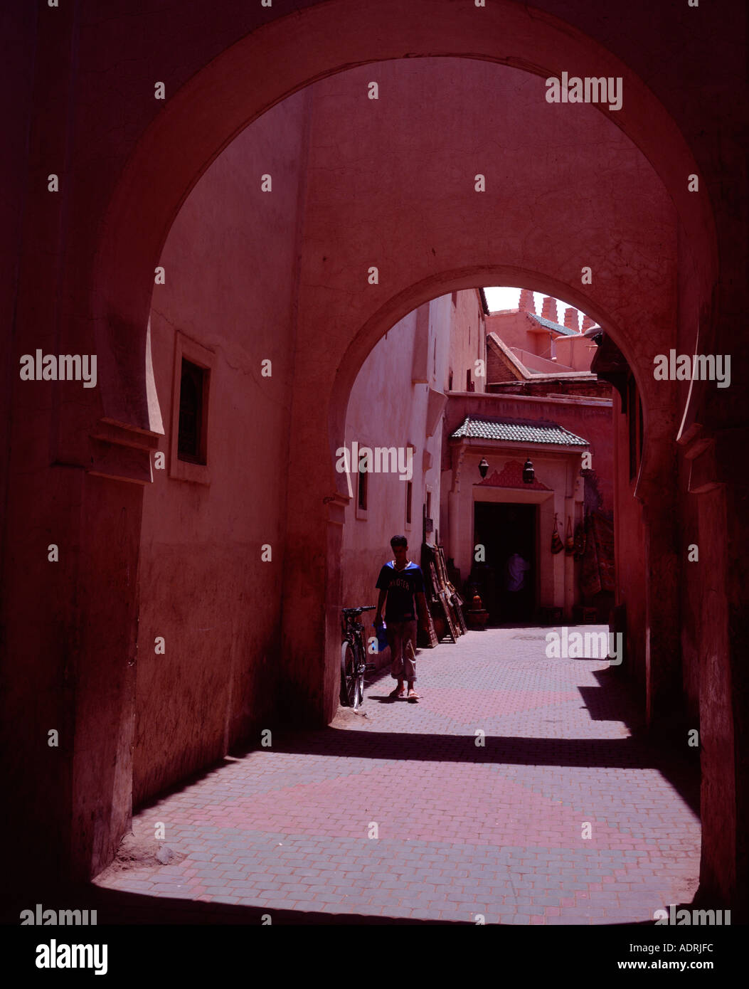 Archway over street in the Medina Marrakech Morocco Stock Photo - Alamy