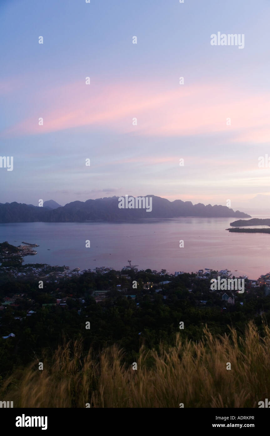 Philippines Palawan Busuanga Island Coron Town Sunset over Coron Bay ...