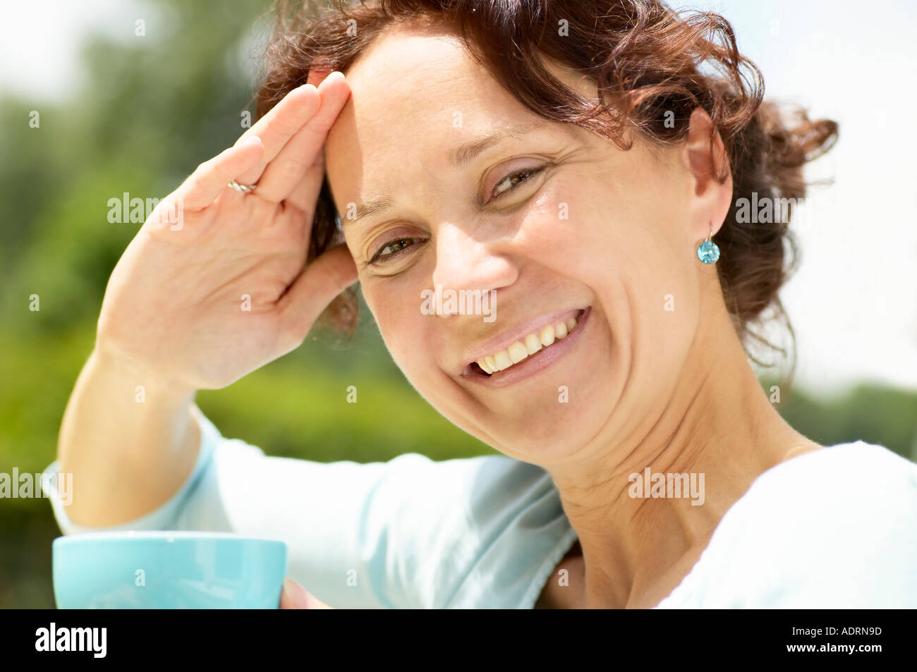 Beautiful brunette woman beams joy hi-res stock photography and images ...
