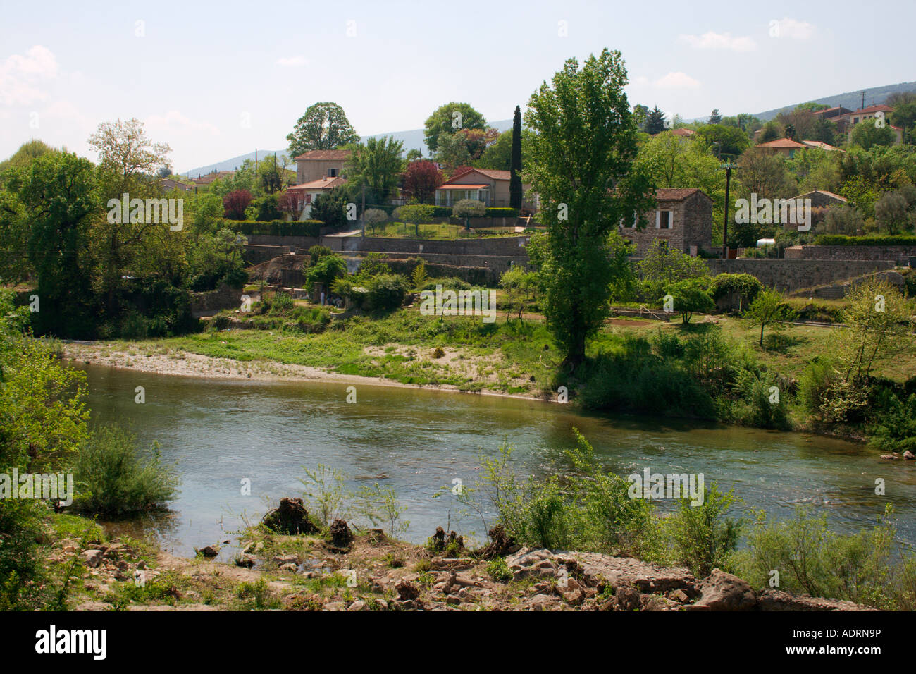 A view from the bridge between Ganges and Cazilhac. The l’Herault river ...