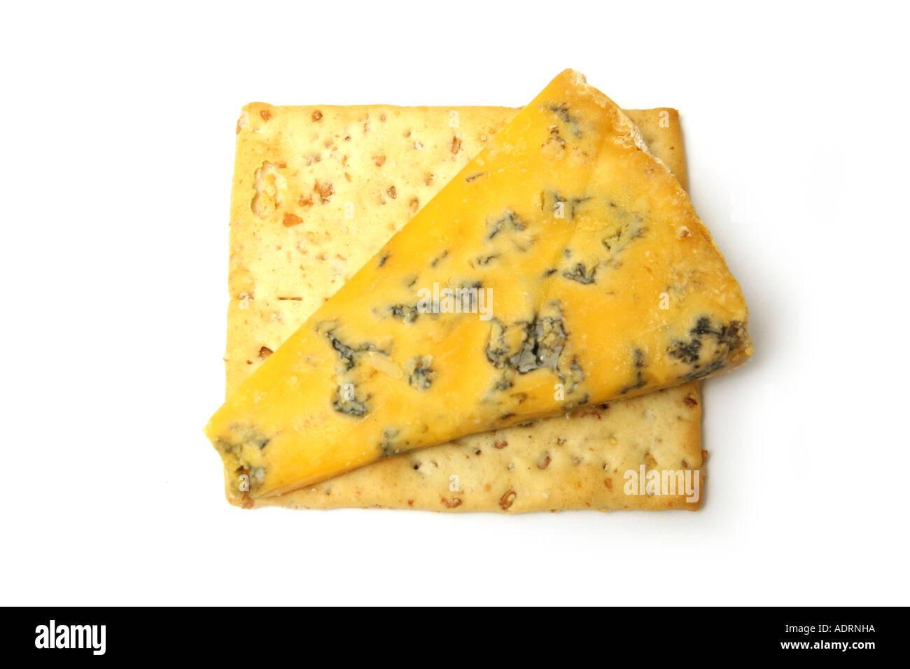 Red stilton and biscuit isolated on a white studio background Stock ...