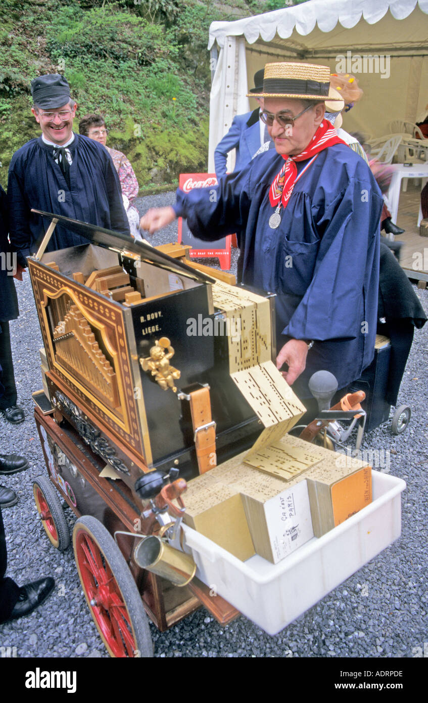 Traditional organ player in street during anniversary celebrations Han ...