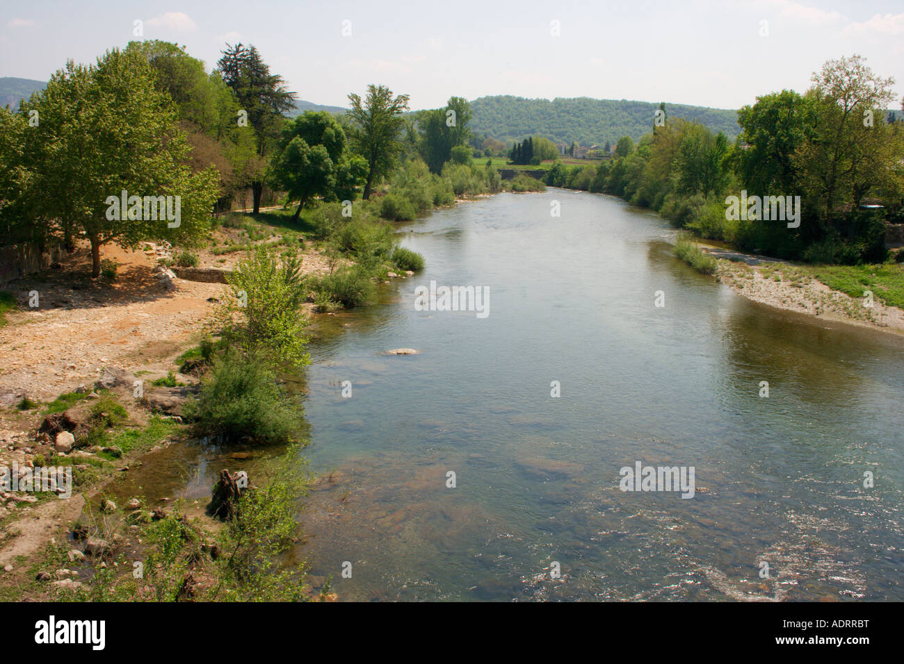 A view from the bridge between Ganges and Cazilhac. The l’Herault river ...