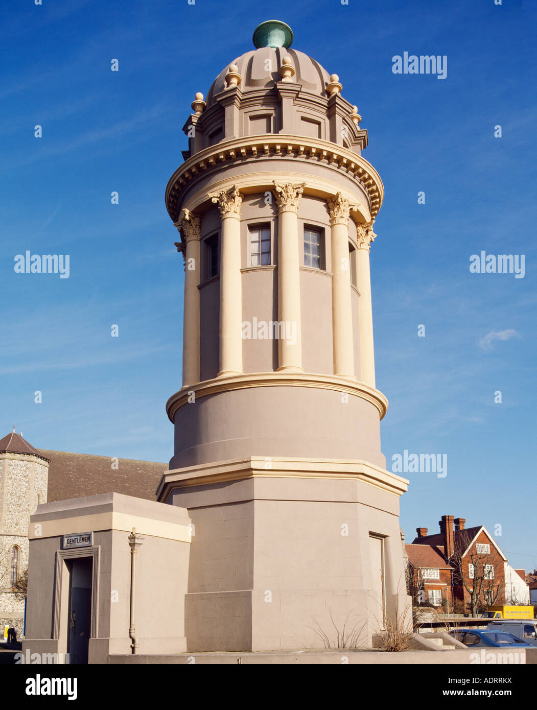 Classical tower with pillars and domed cupola Stock Photo - Alamy