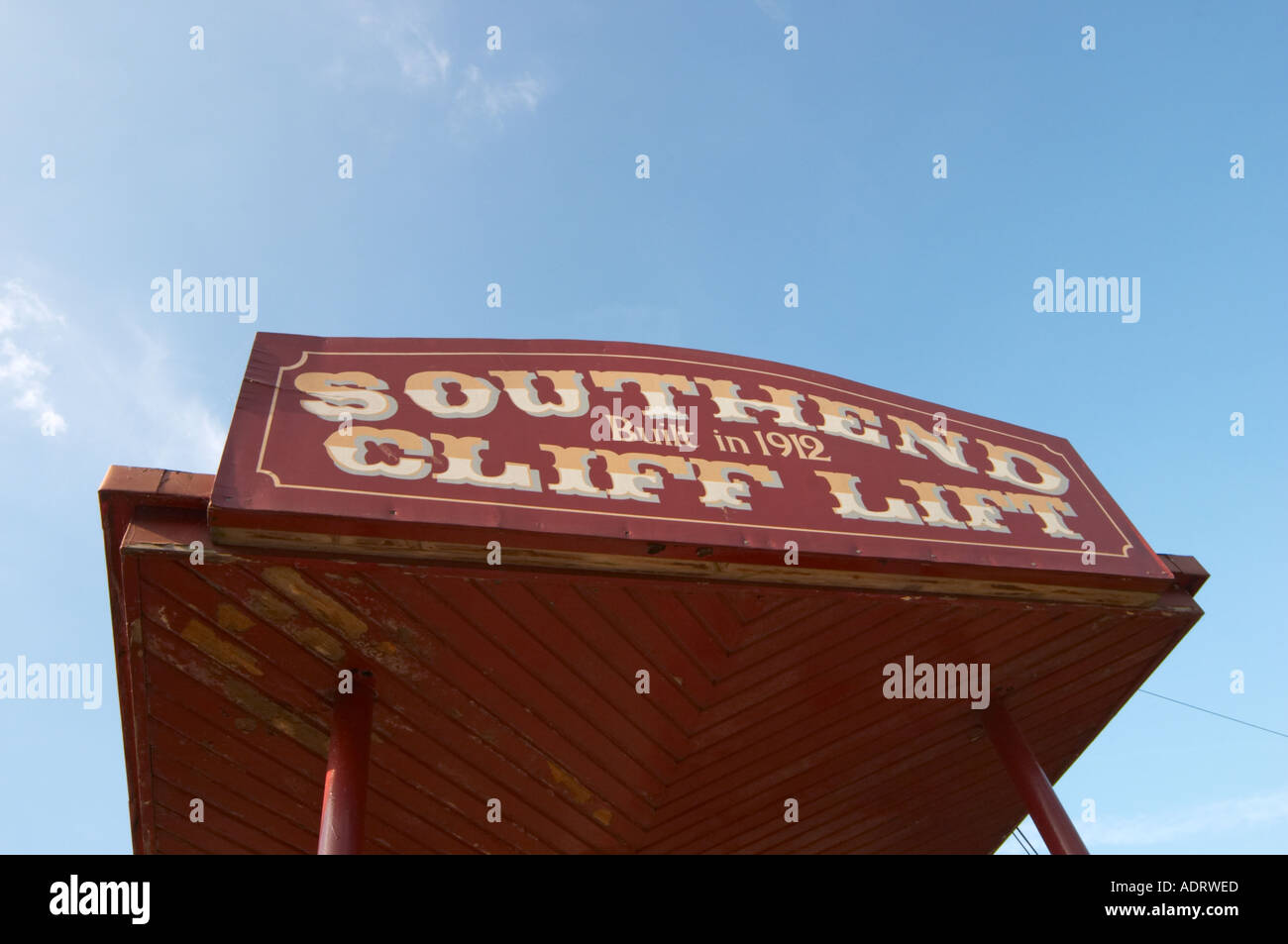 Southend cliff lift sign Essex England Stock Photo - Alamy