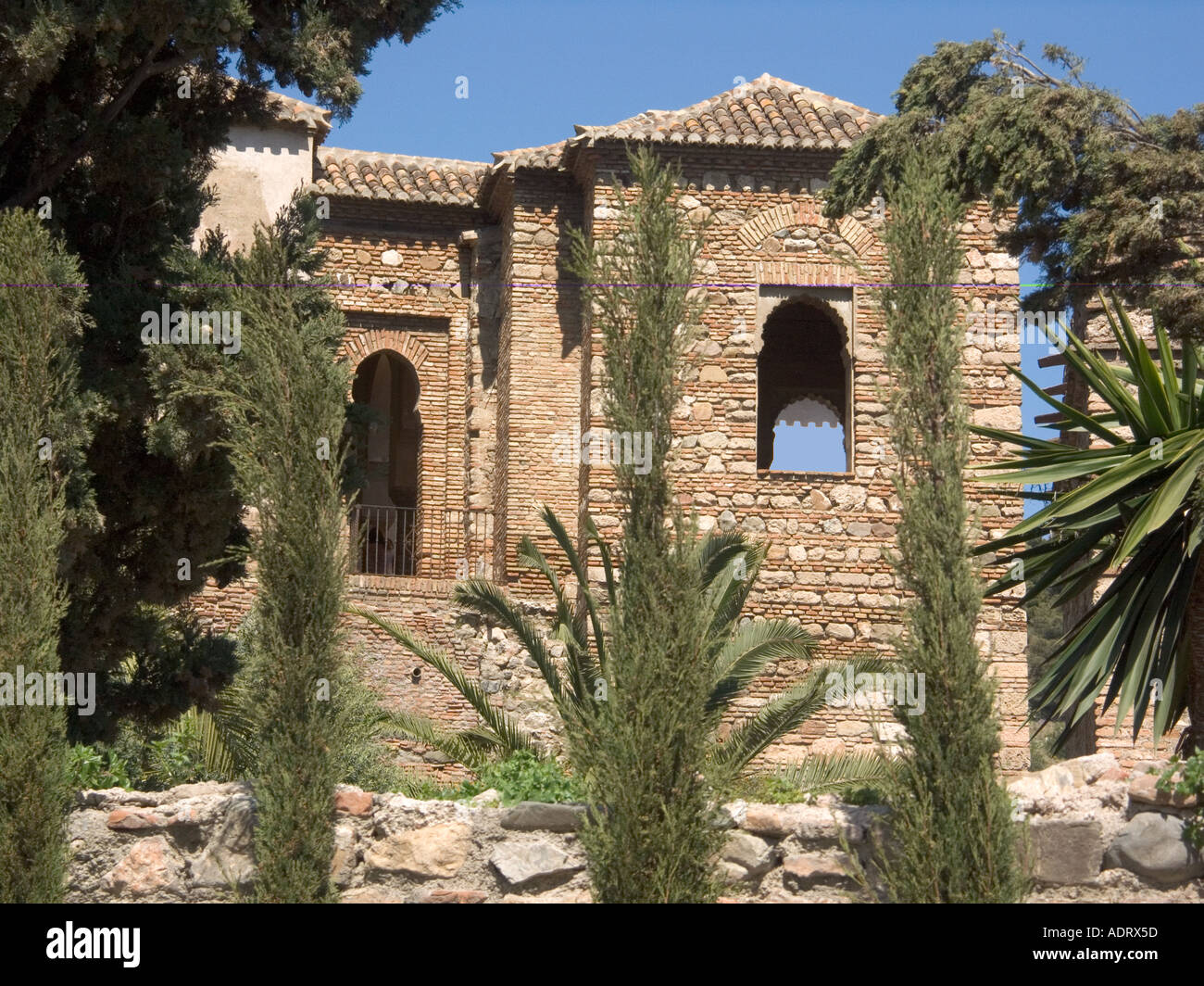 Moorish Walls Towers and Arches, La Alcazaba, Malaga City, Andalucia ...
