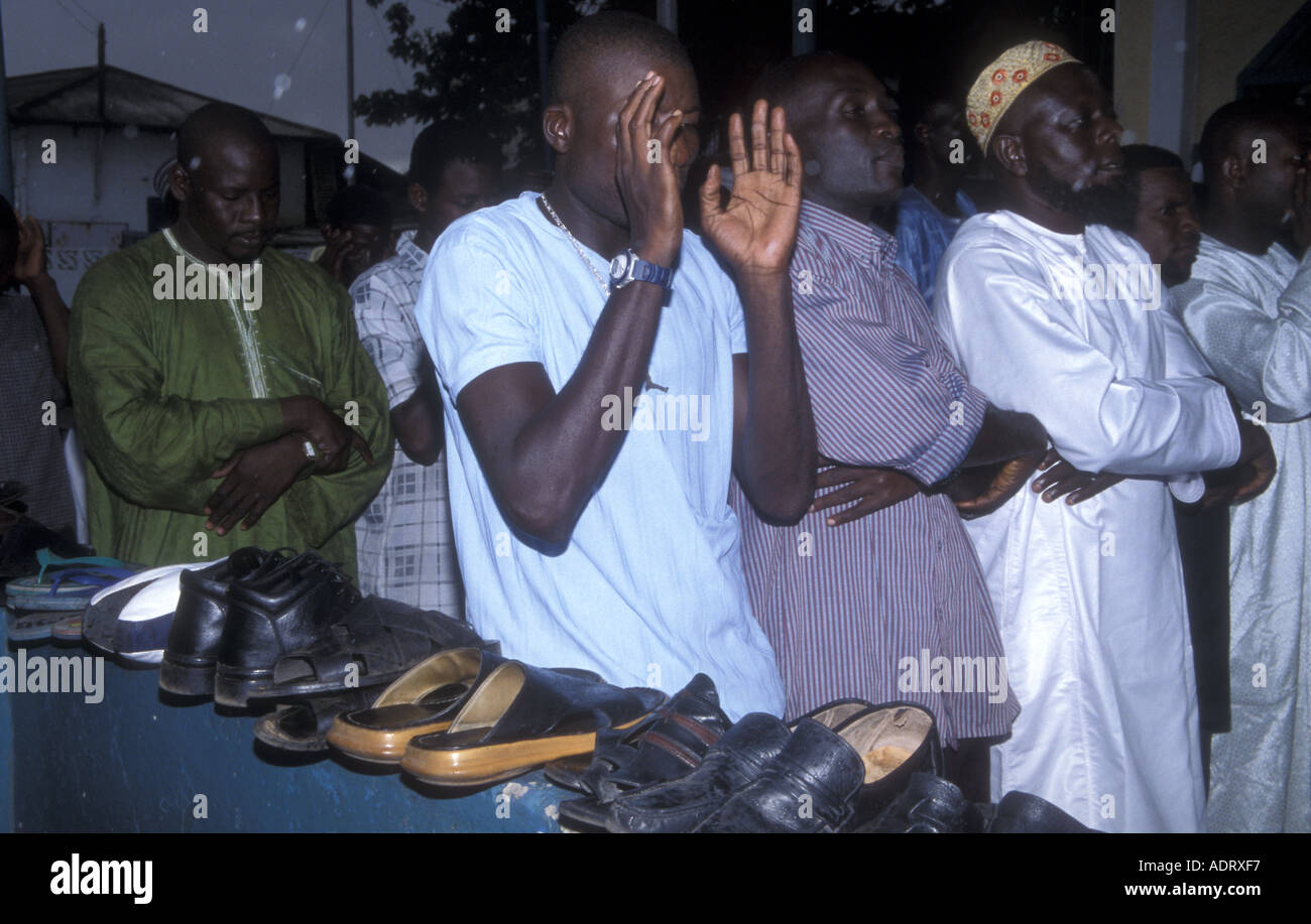 Muslim men offering Friday prayers in a mosque in Accra, Ghana Stock ...