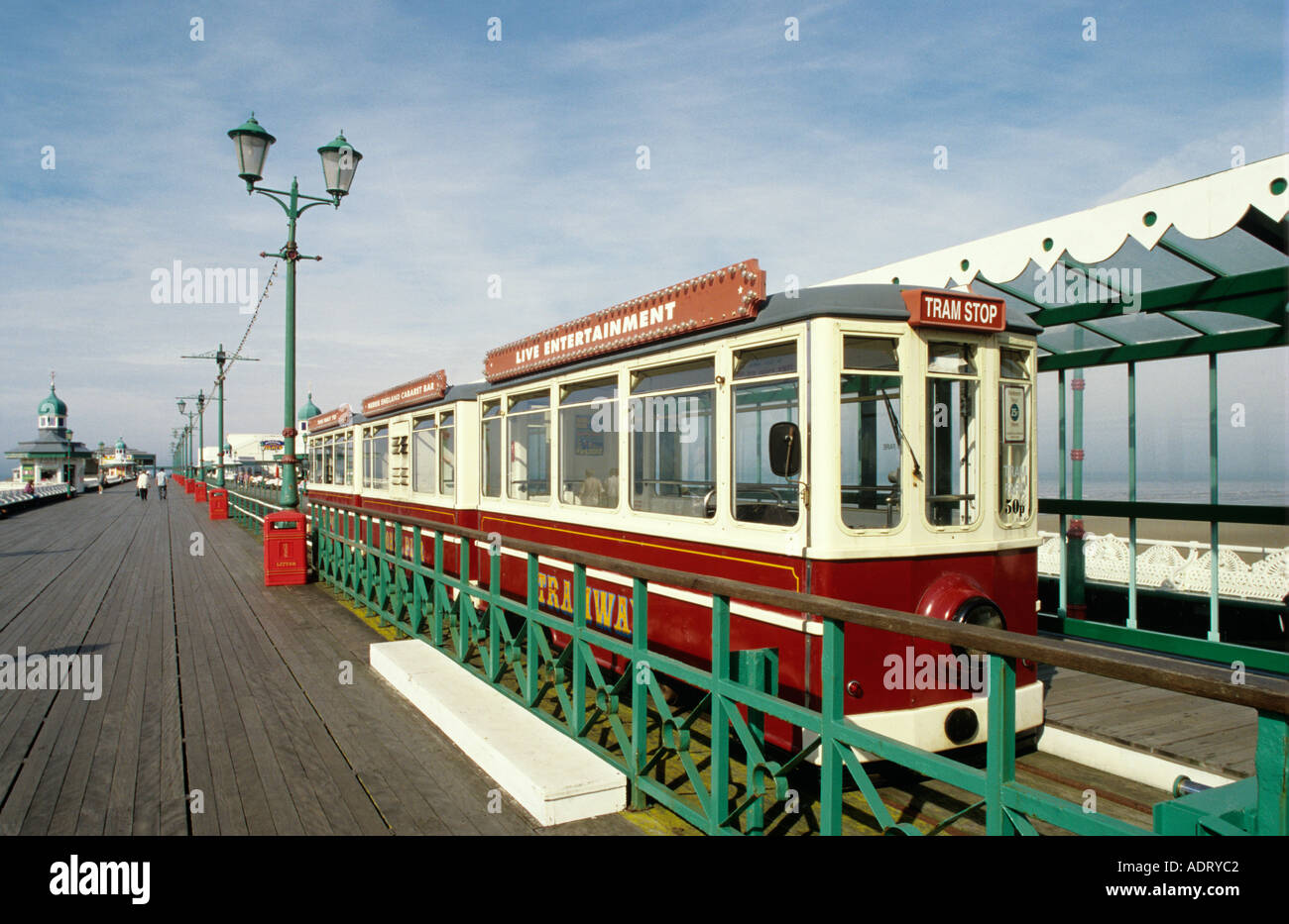 Tram on North pier in Blackpool Lancashire UK Stock Photo - Alamy