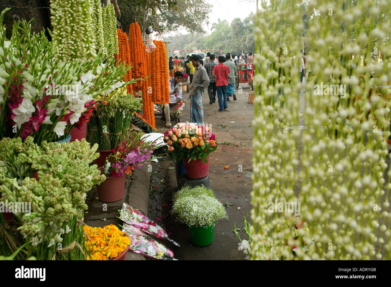 The flower market in Dakar on national language day Bangladesh Stock ...
