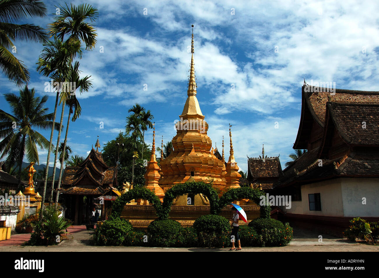 Buddhist temple of Dai people in in a village. Xishuanbanna, Yunnan ...