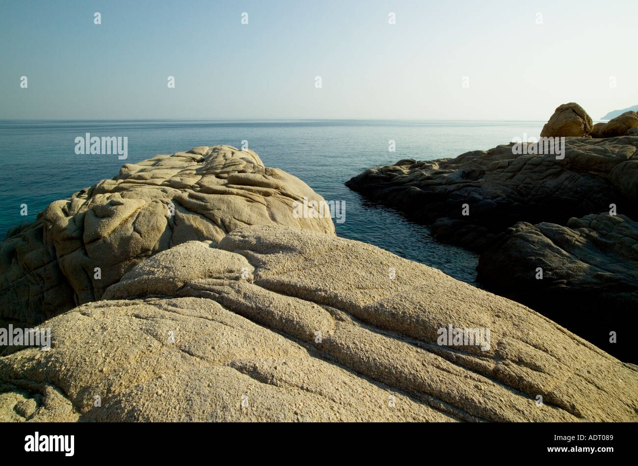 Volcanic rocks called elephant skin rocks on Ikaria island Greece Stock ...