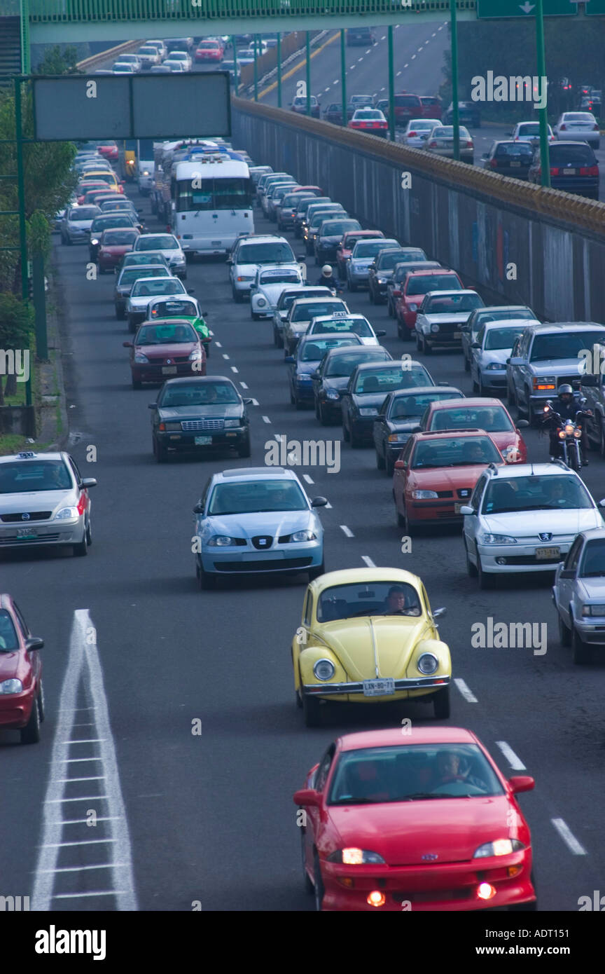 Early morning rush hour traffic on an expressway in Mexico City Stock ...