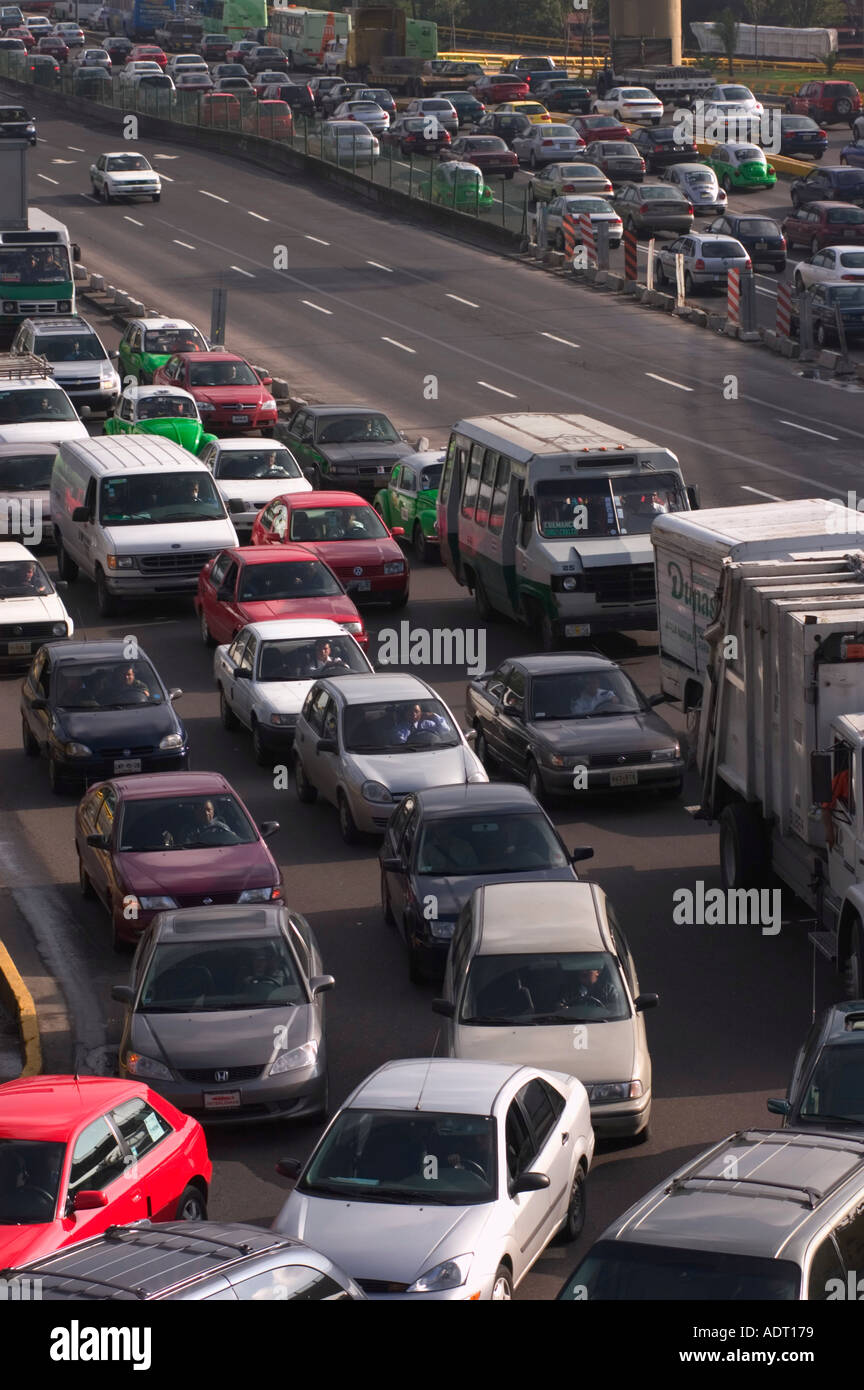 Early morning rush hour traffic on an expressway in Mexico City Stock ...