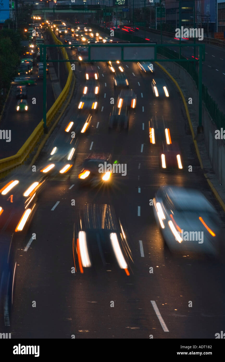 Early morning rush hour traffic on an expressway in Mexico City Stock ...