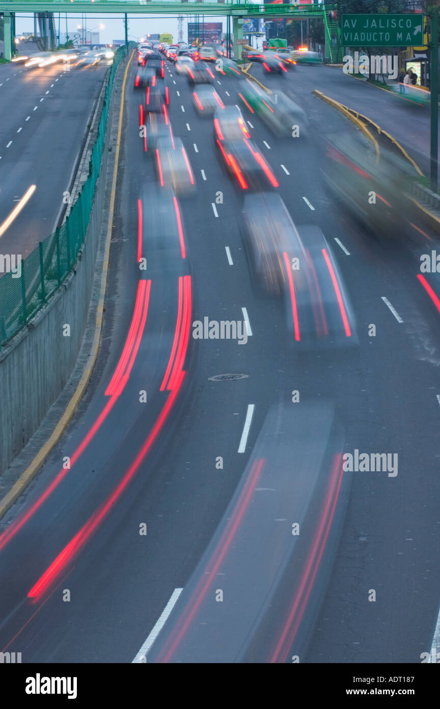 Early morning rush hour traffic on an expressway in Mexico City Stock ...