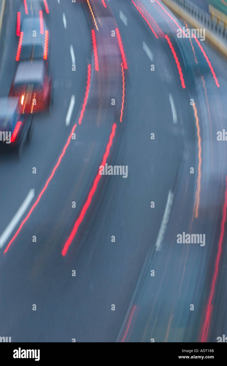 Early morning rush hour traffic on an expressway in Mexico City Stock ...