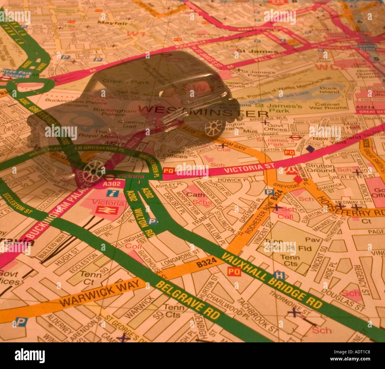 Faded Black Cab on London map Stock Photo - Alamy