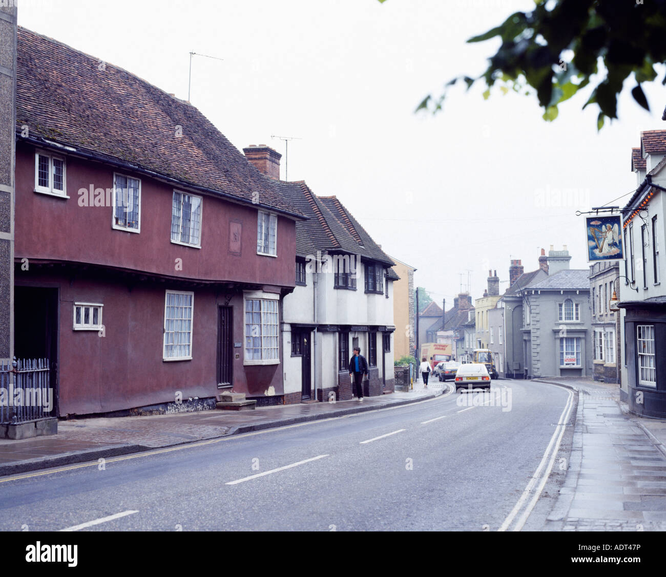 A row of traditional terraced houses on the street in a small Suffolk ...
