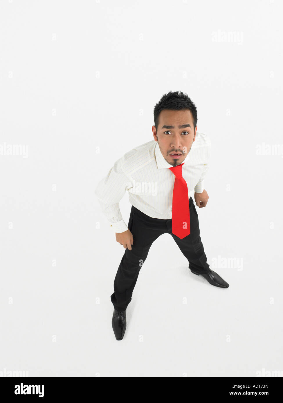 Man looking up in studio, full length, elevated view Stock Photo - Alamy