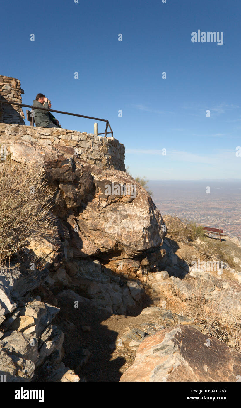 Dobbins Lookout on South Mountain overlooking city of Phoenix, Arizona ...