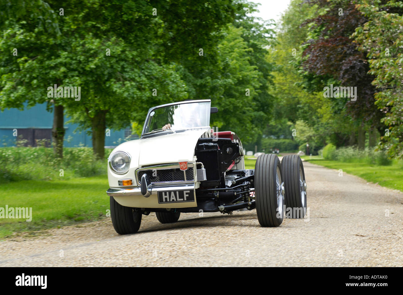 MG B cut in half Stock Photo - Alamy