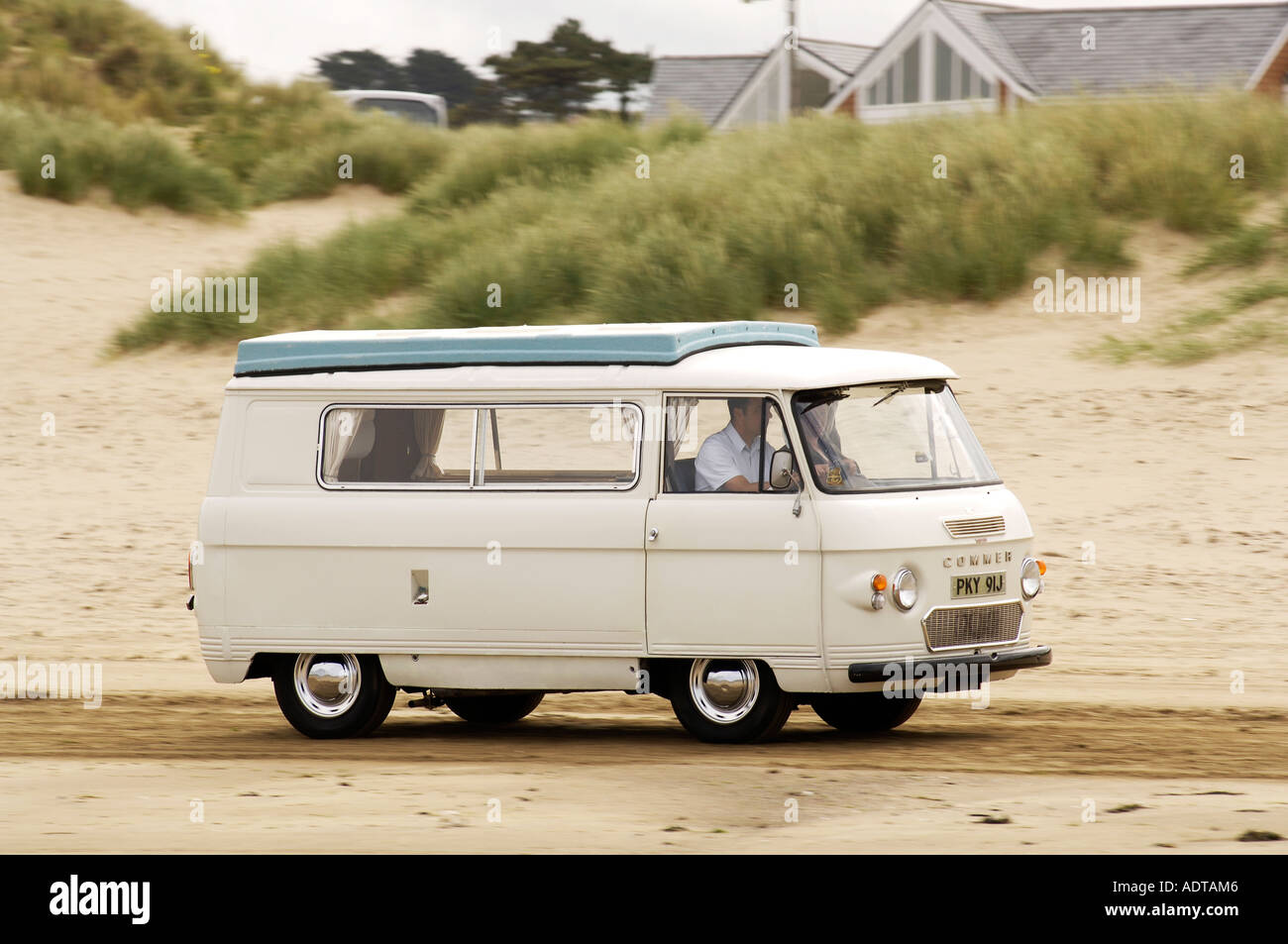 1970 Commer Camper Van on a Devon Beach Stock Photo - Alamy