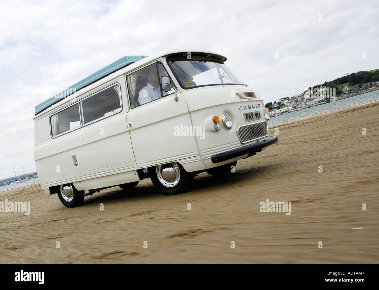 1970 Commer Camper Van on a Devon Beach Stock Photo - Alamy