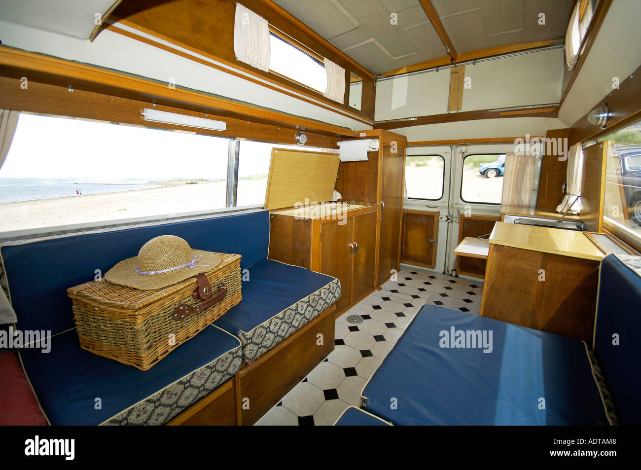 1970 Commer Camper Van on a Devon Beach Stock Photo - Alamy