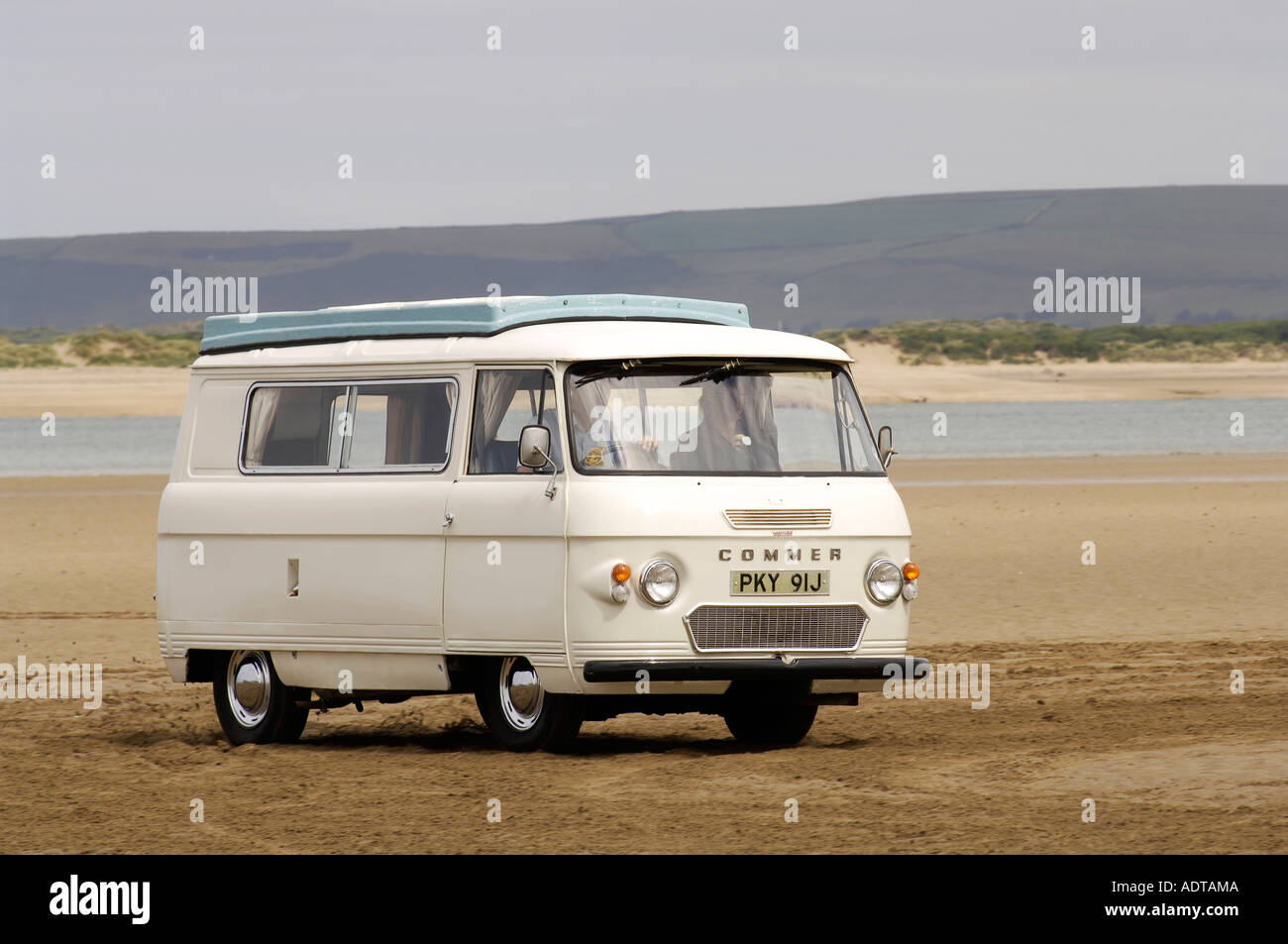 1970 Commer Camper Van on a Devon Beach Stock Photo - Alamy