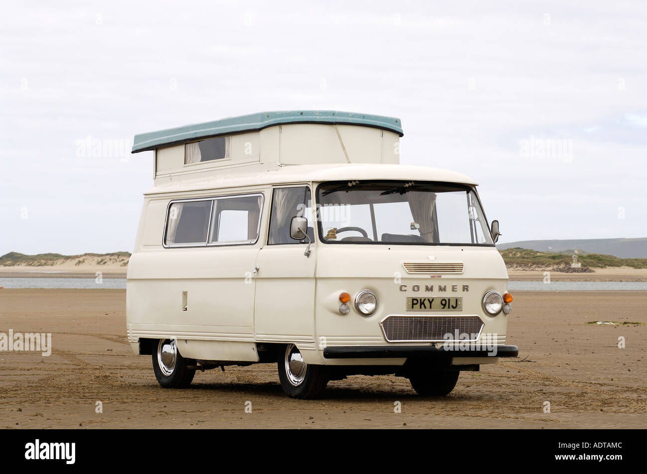 1970 Commer Camper Van on a Devon Beach Stock Photo - Alamy
