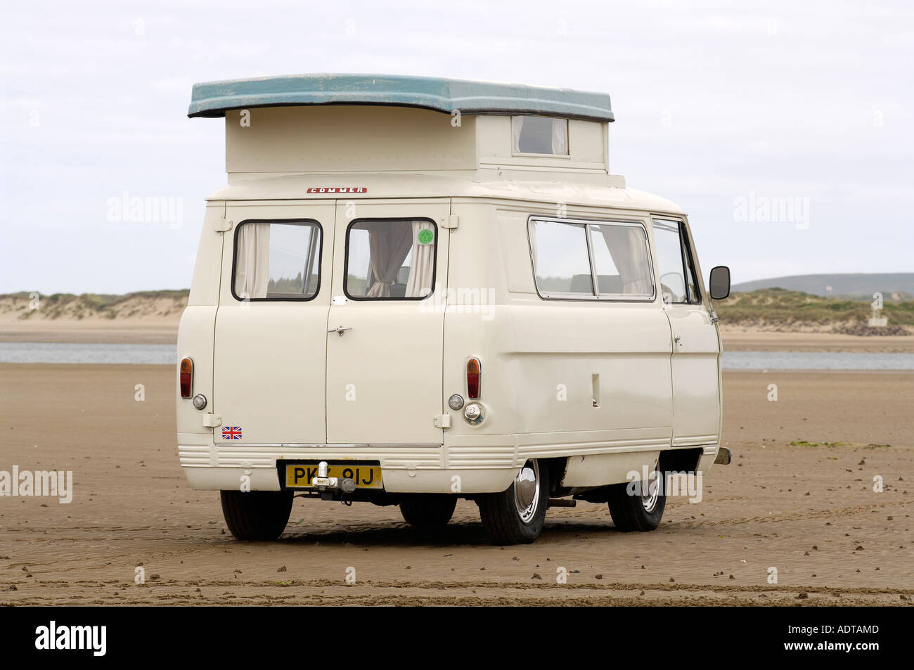 1970 Commer Camper Van on a Devon Beach Stock Photo - Alamy