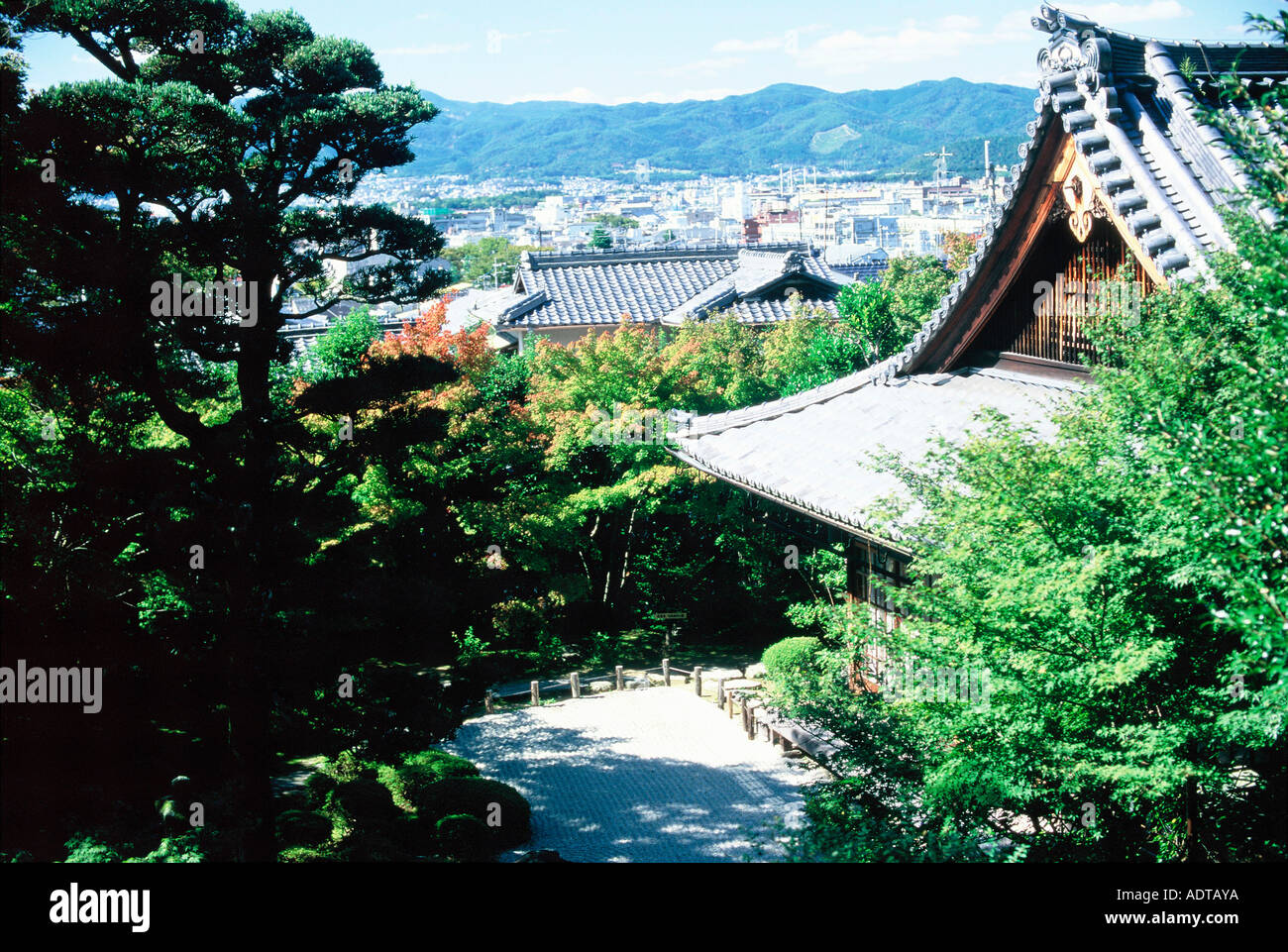 A temple overlooking Kyoto Japan Stock Photo - Alamy