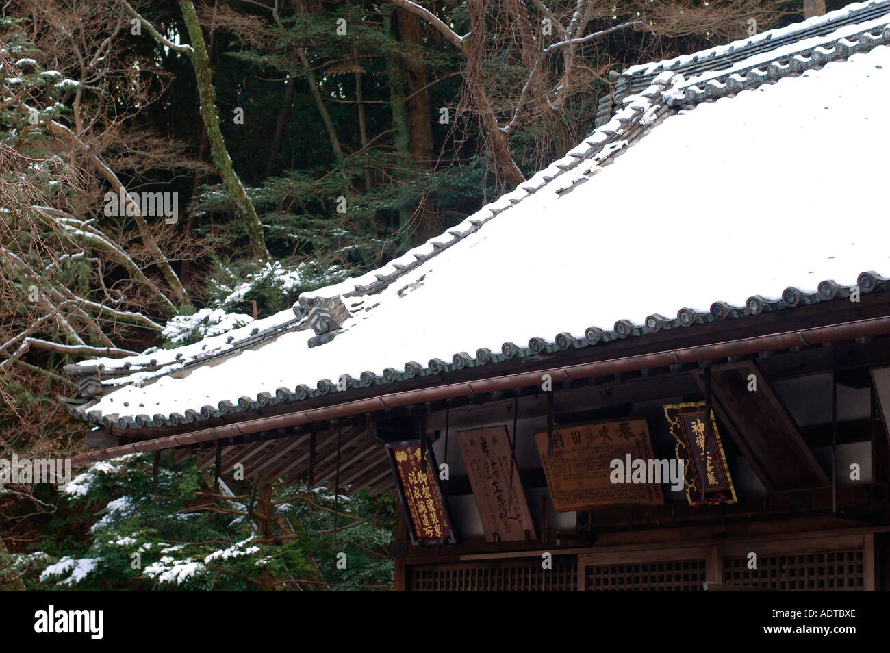 Snow covered temple roof Minoh Park Osaka Japan Stock Photo - Alamy