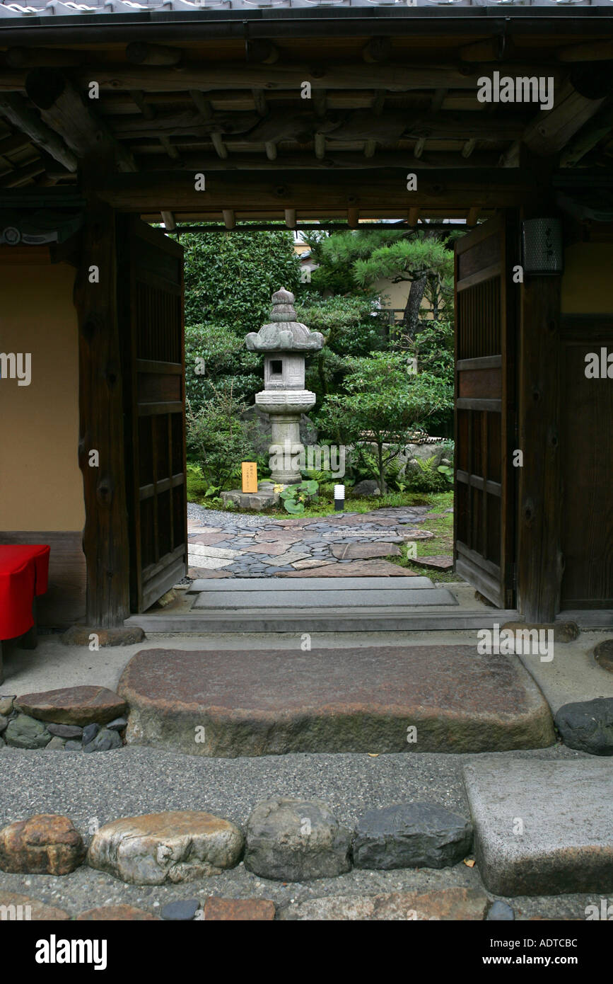 Entrance to a traditional Ryokan Inn hotel in the ancient Japanese city ...