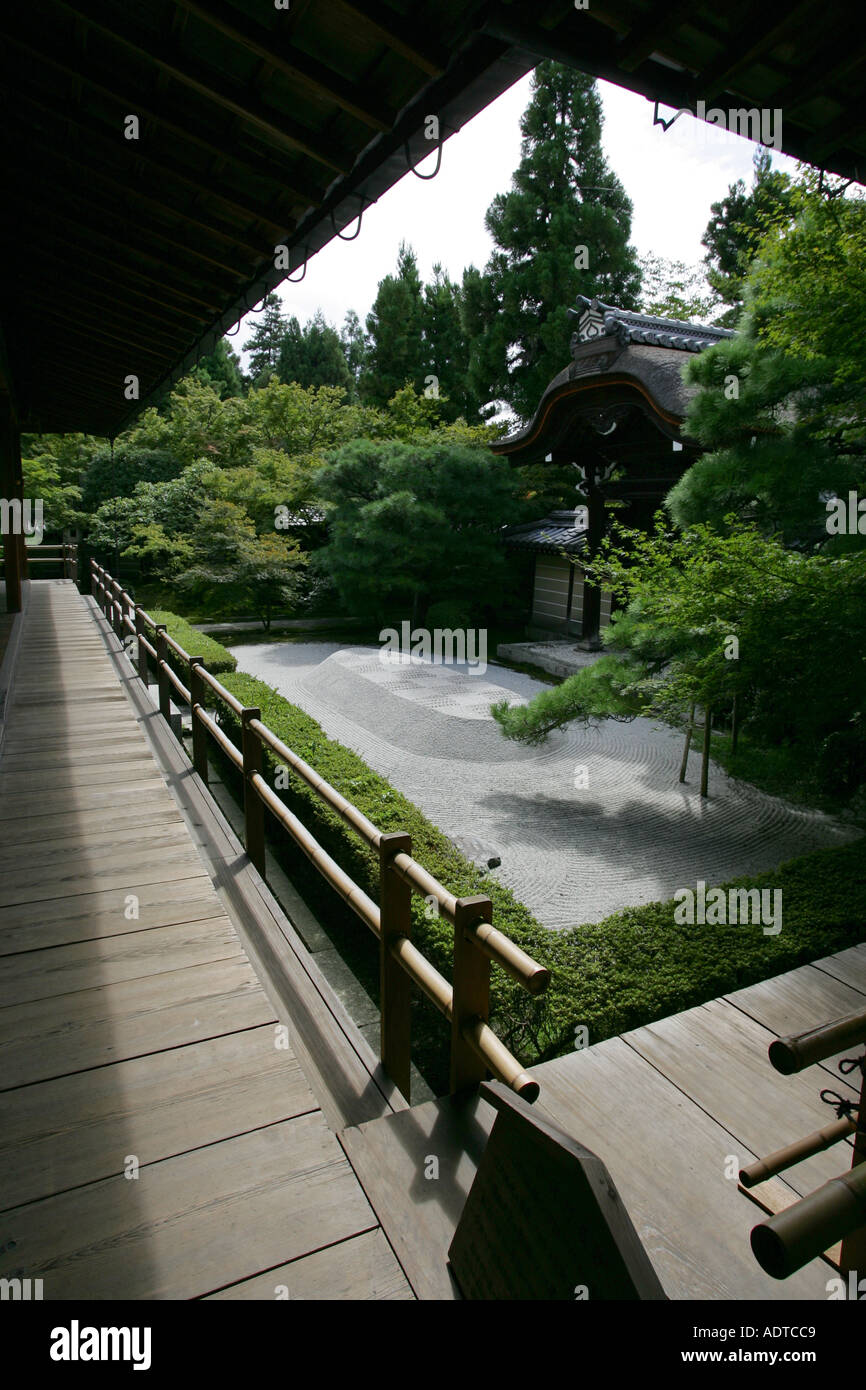 A small zen garden inside a temple complex in the ancient city of Kyoto ...