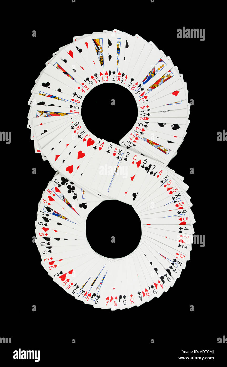 Playing cards fanned into number eight shape Stock Photo - Alamy