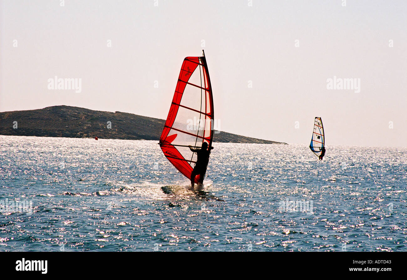 Surfing in Greece Stock Photo - Alamy