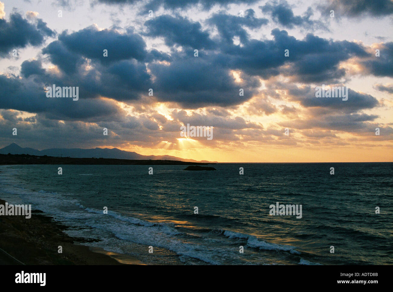 Sunset in Crete Stock Photo - Alamy