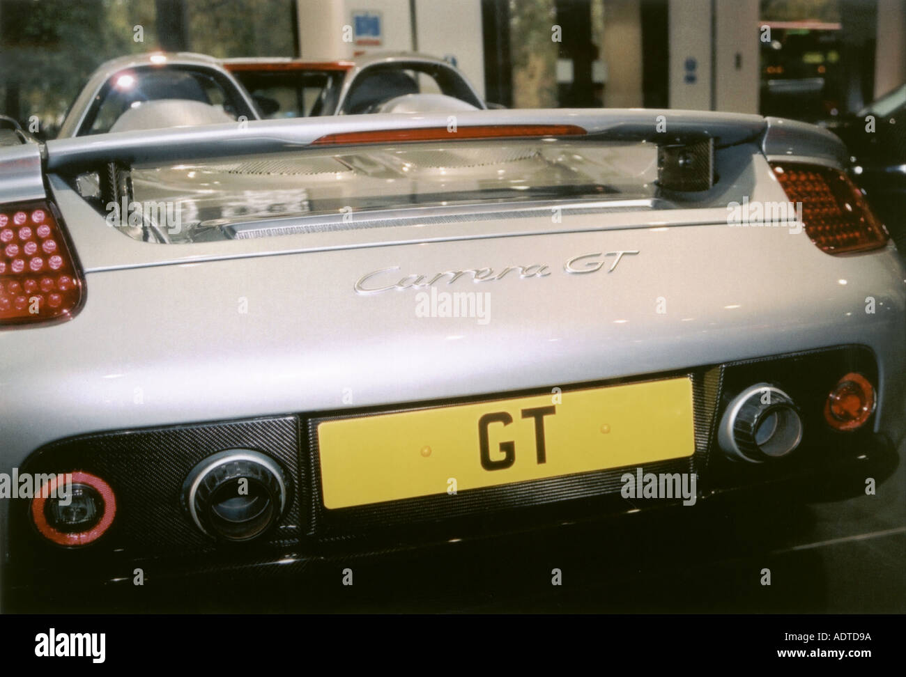 Porsche Carrera GT rear view showing aerodynamic styling wing foil and ...