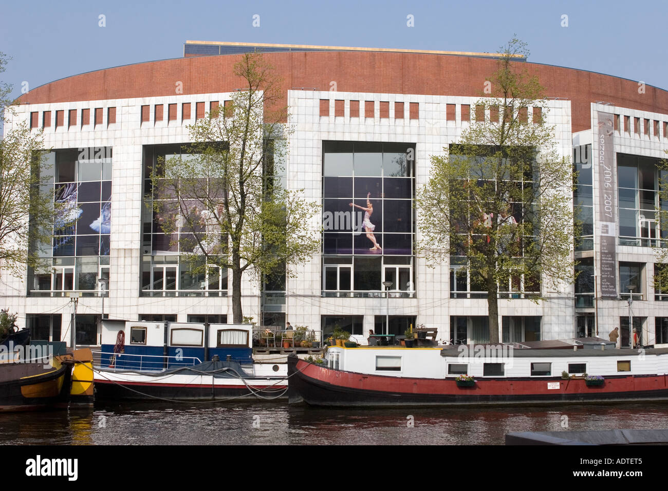 Canal Boat and Opera House Complex Amsterdam Netherlands Stock Photo ...