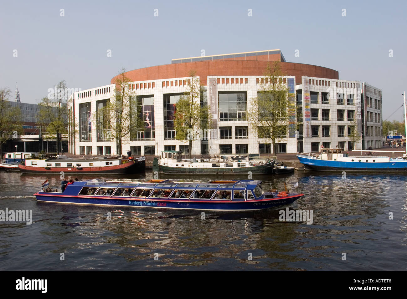 Canal Boat and Opera House Complex Amsterdam Netherlands Stock Photo ...