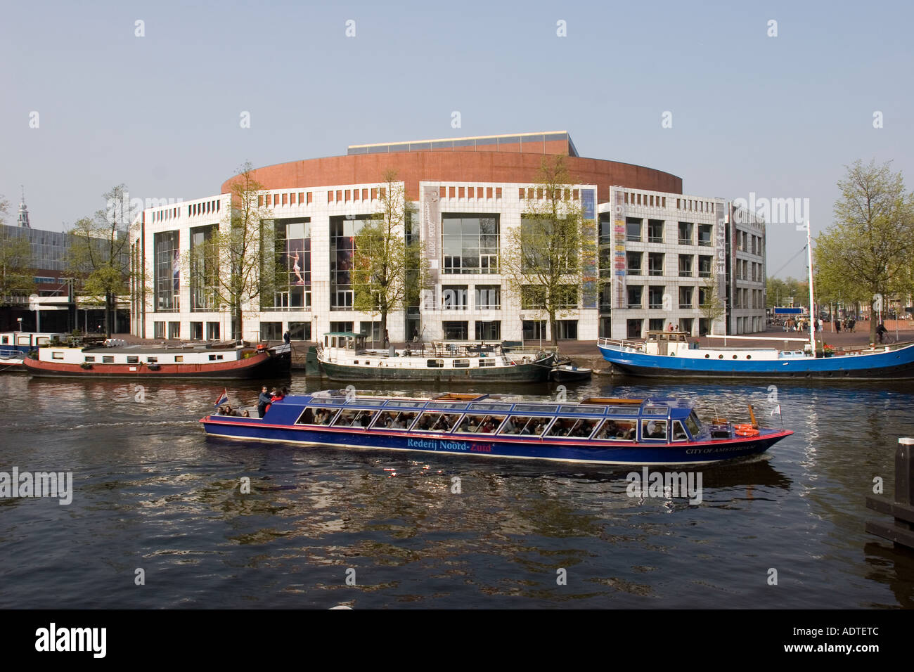 Canal Boat and Opera House Complex Amsterdam Netherlands Stock Photo ...