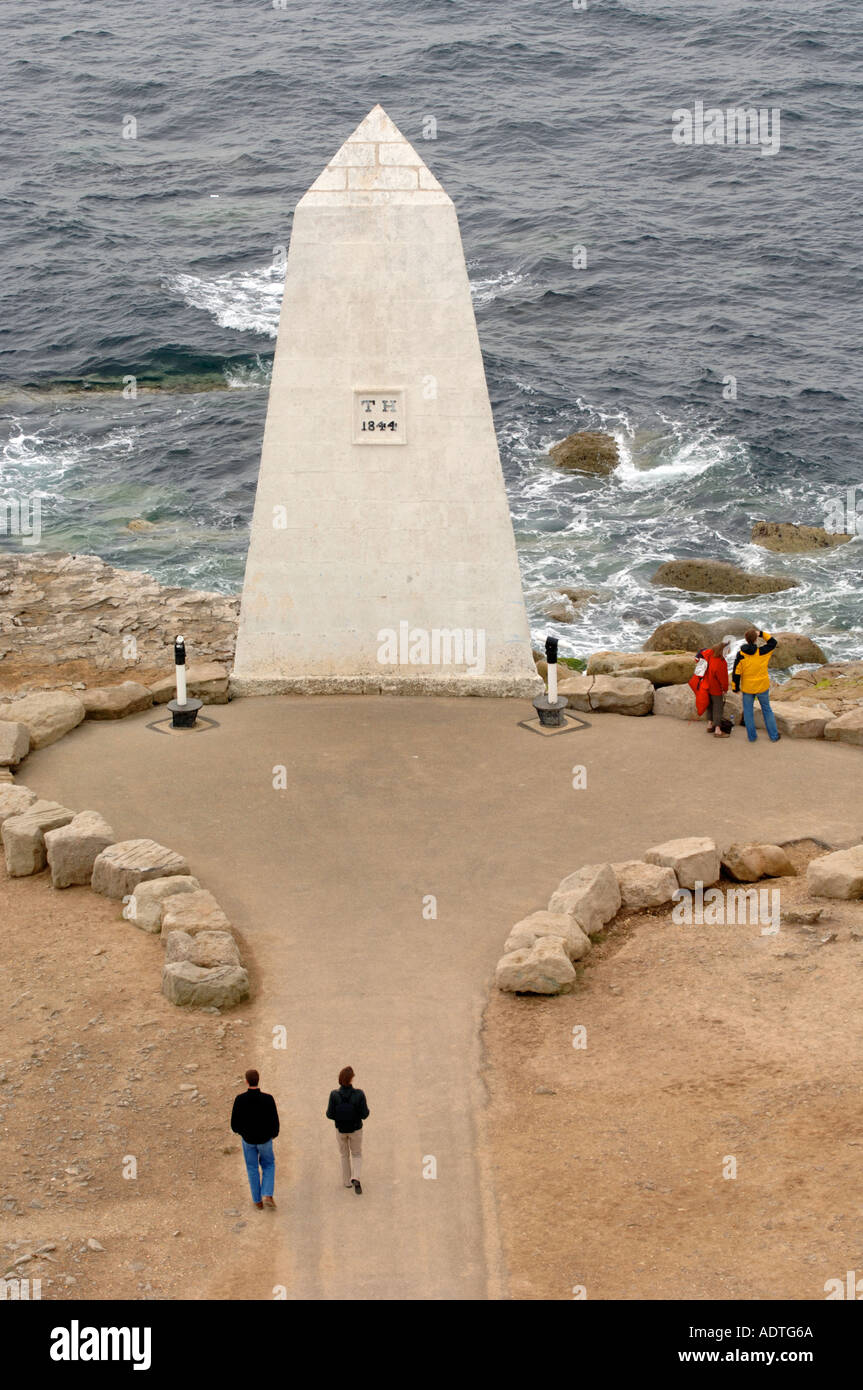 Aerial view of the Trinity House obelisk built in 1844, Dorset England ...