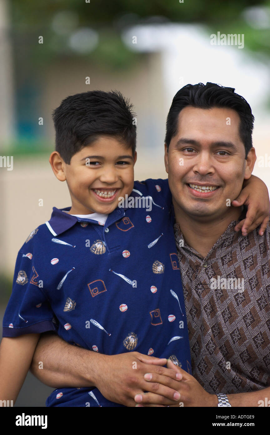 happy Hispanic father and son Stock Photo - Alamy