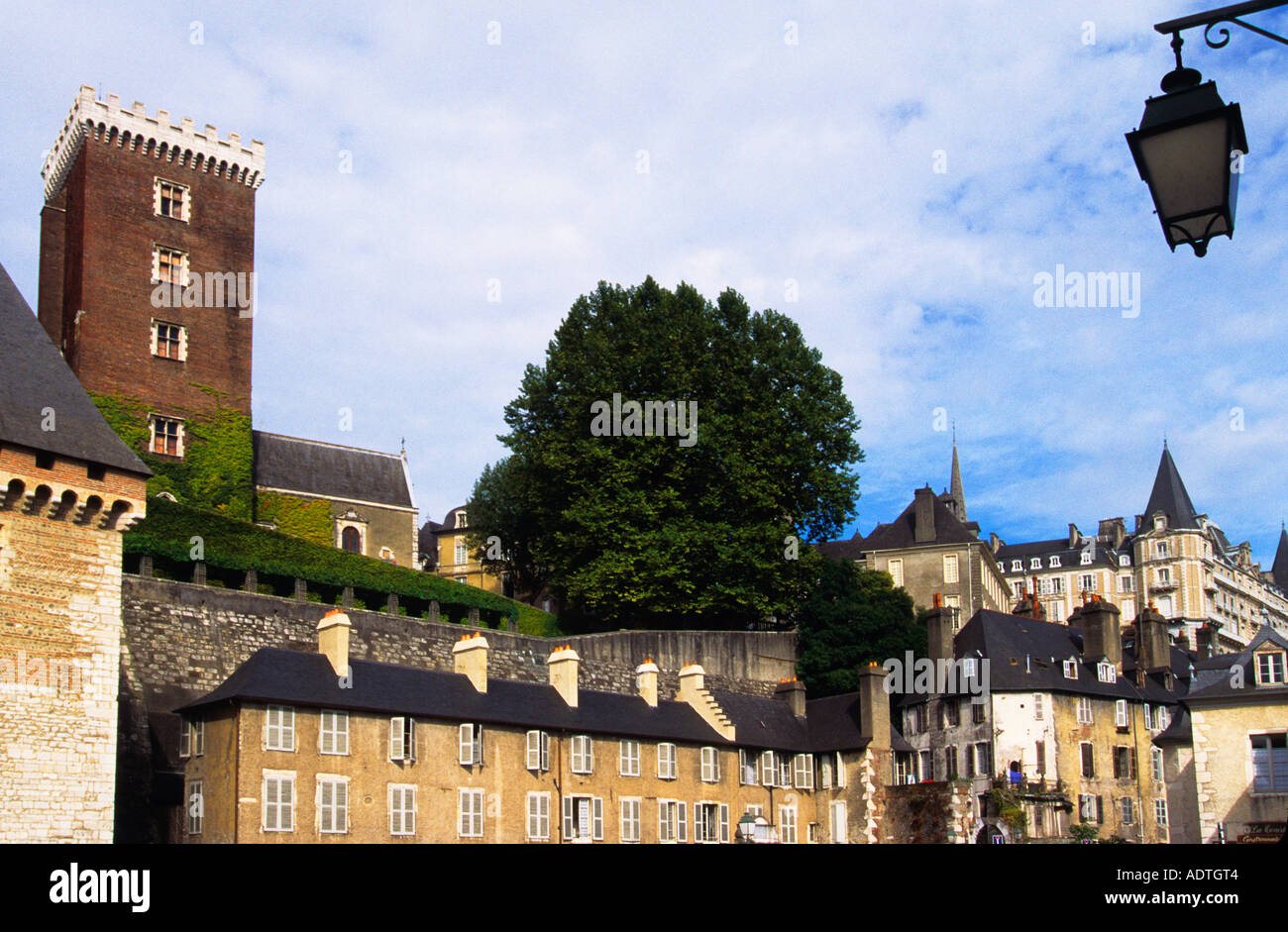 Pau, France skyline. Chateau Henri IV. and fortified city. Prefecture ...