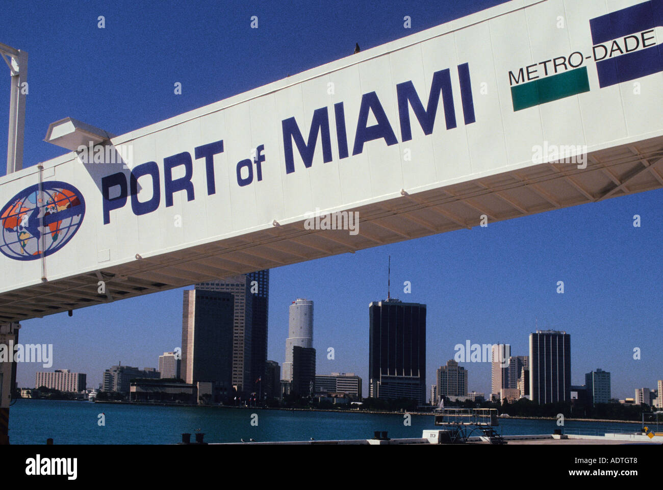Port of Miami bridge and Port of Miami large sign USA Florida Miami ...