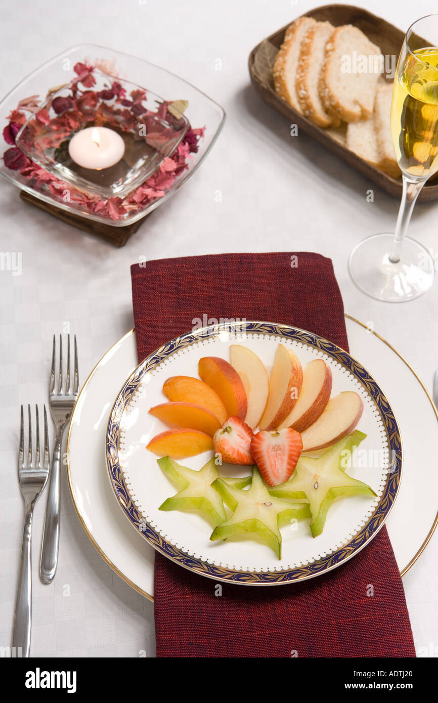 lunch setting with fruit Stock Photo - Alamy