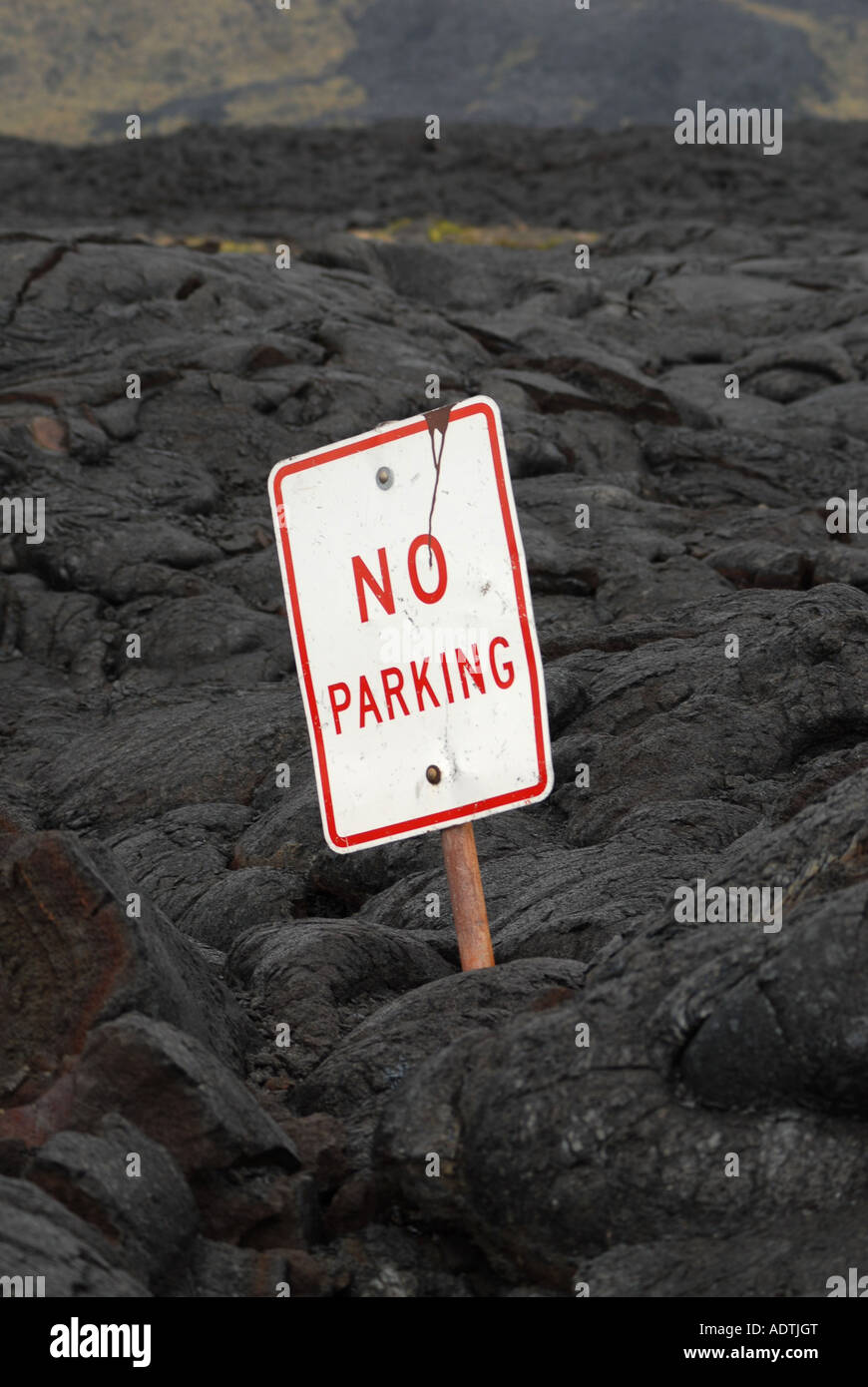 "No Parking" sign in a lava flow, Hawaii Volcanoes National Park Stock ...