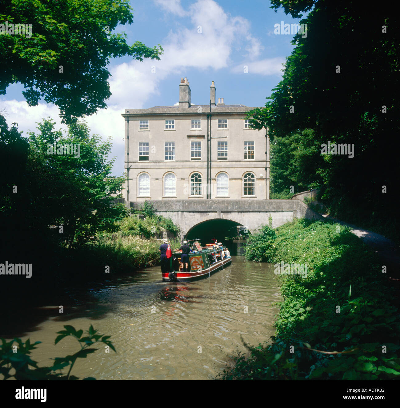 A narrowboat entering Cleveland Tunnel which carries the Kennet and ...